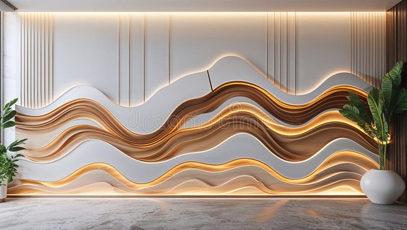 Contemporary Wall Decor with Organic Waves Stock Illustration ...