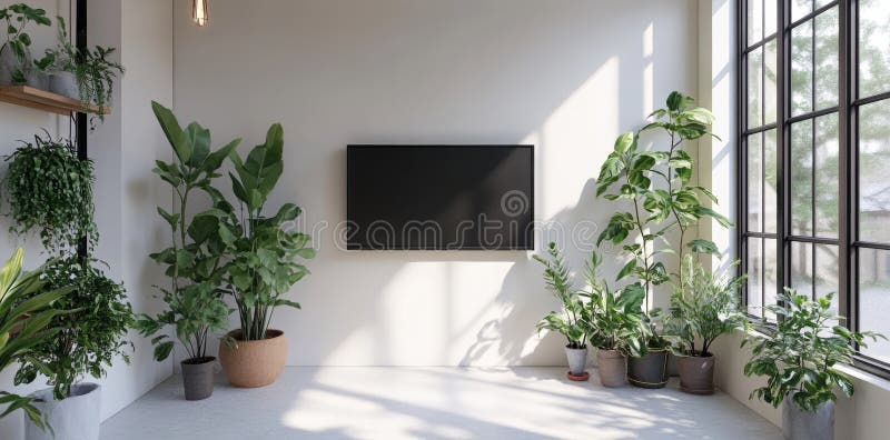 A Contemporary Wall-mounted Display Features a Blank Screen and Sleek ...