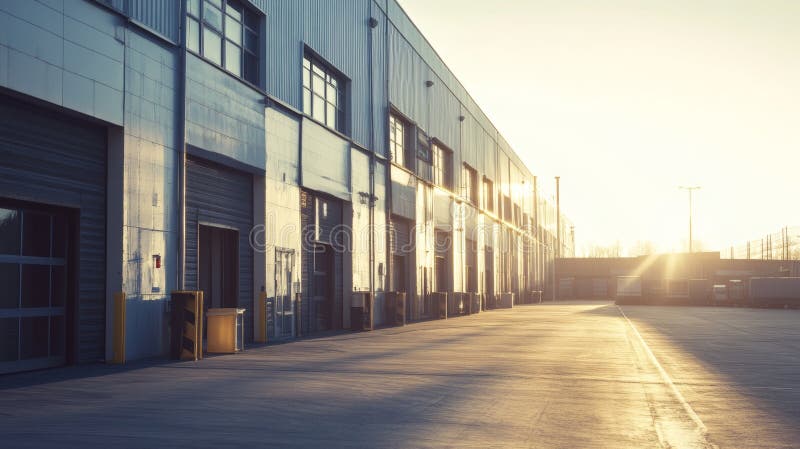 A Contemporary Warehouse Facility Featuring Several Loading Docks and ...