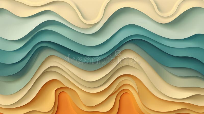 Contemporary Wave Design with Blue and Gold Abstract Organic Patterns ...