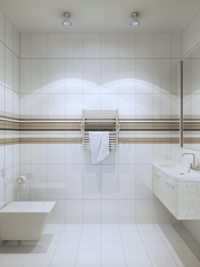 Contemporary WC with Vertical Tiling Stock Illustration - Illustration ...
