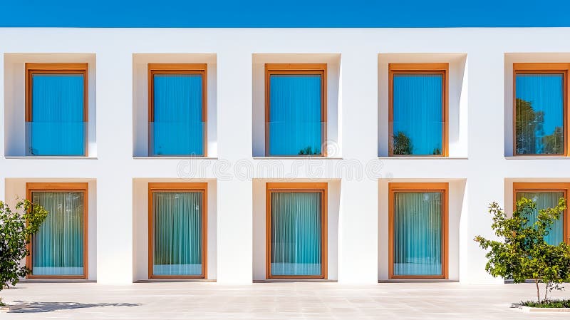 Modern White Building with Windows and Blue Sky Reflecting Daylight ...