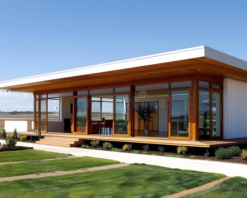 Contemporary White Home Showcasing Spacious Glass Windows and Elegant ...