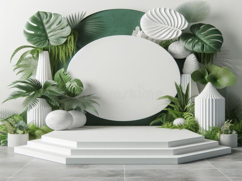 Contemporary White Podium Stage Rack Front View Stock Illustration ...