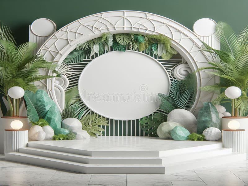 Contemporary White Podium Stage Rack Front View Stock Illustration ...