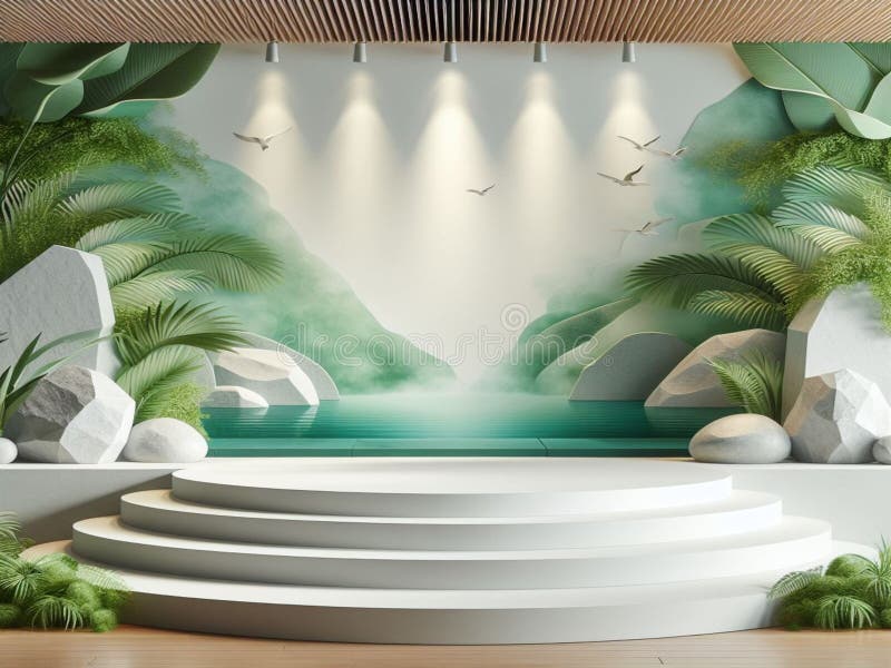 Contemporary White Podium Stage Rack Front View Stock Illustration ...