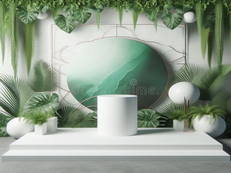 Contemporary White Podium Stage Rack Front View Stock Illustration ...