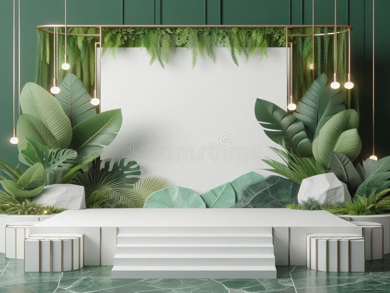 Contemporary White Podium Stage Rack Front View Stock Illustration ...