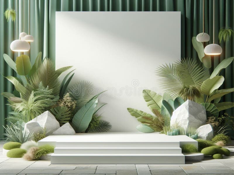 Contemporary White Podium Stage Rack Front View Stock Illustration ...