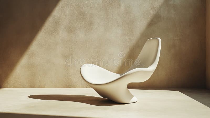 Contemporary White Sculptural Chair in Front of Textured Wall Stock ...