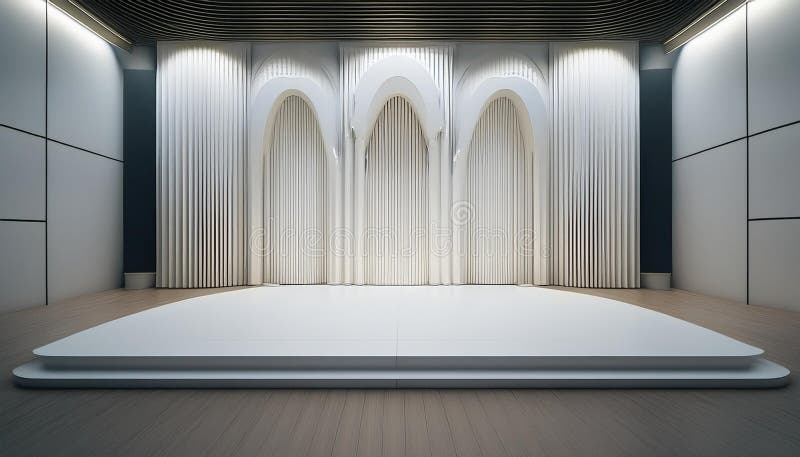 Contemporary White Theater Stage Design with Empty Mock Up Place ...