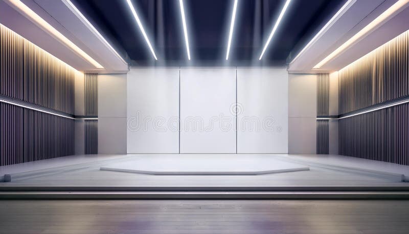 Contemporary White Theater Stage Design with Empty Mock Up Place ...
