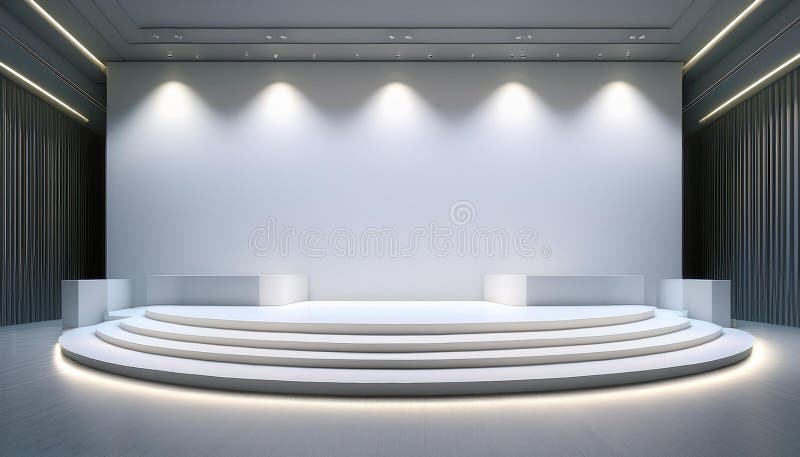 Contemporary White Theater Stage Design with Empty Mock Up Place ...