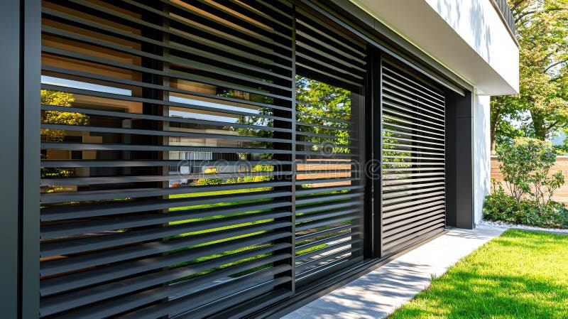 Contemporary Window Shades. Home Window Shutters Stock Image - Image of ...