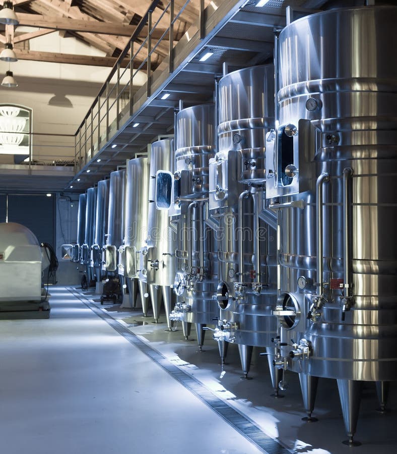 Contemporary Winemaker Factory Stock Image - Image of cellar ...