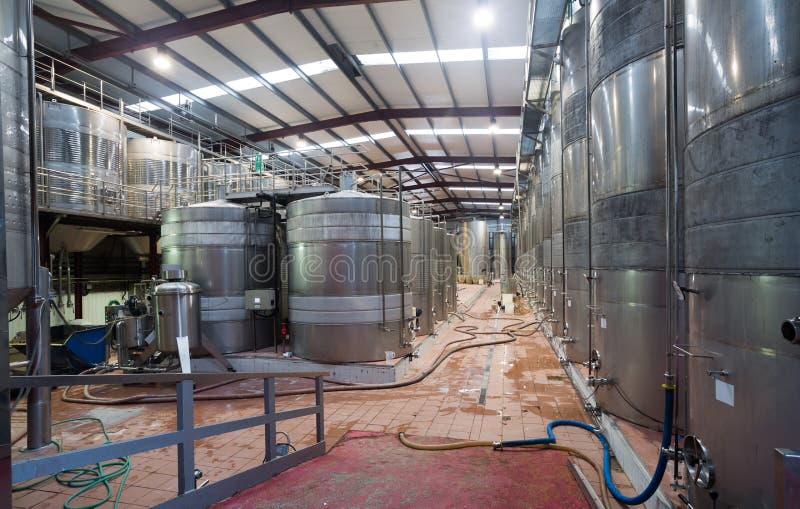 Contemporary Winery Factory Stock Photo - Image of barrel, container ...