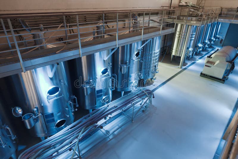 Contemporary Winery Factory Stock Image - Image of cylinder, drink ...