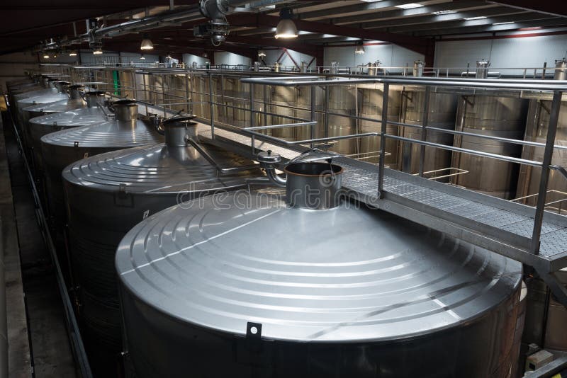 Contemporary Winery with Stell Barrels Stock Image - Image of barrels ...