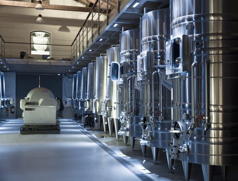 Contemporary Winery with Stell Barrels Stock Image - Image of barrels ...