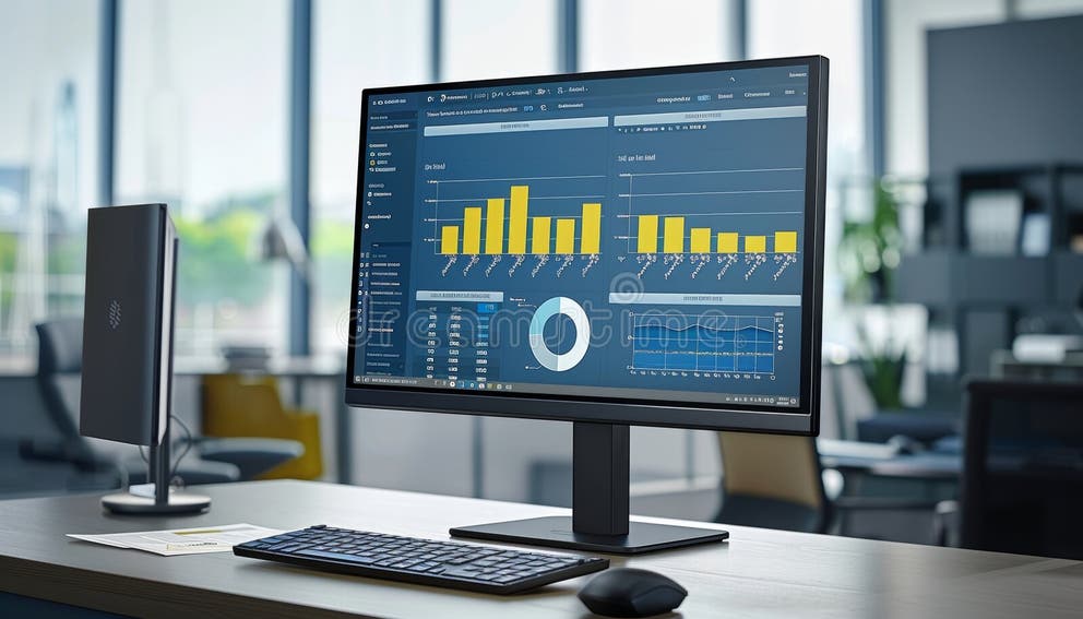 Contemporary Work Environment Large Monitor, Keyboard, Mouse, and ...