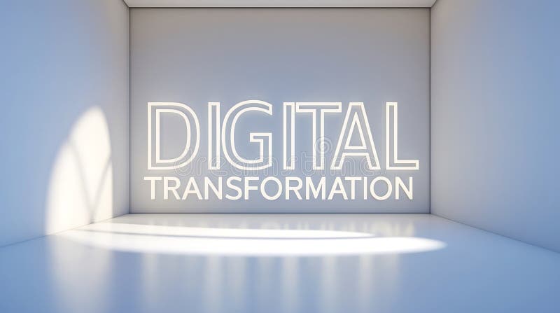 Contemporary Workspace Interior Showcasing Digital Transformation Theme ...