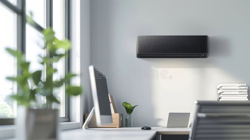 A Contemporary Workspace Showcases a Sleek Air Conditioning Unit ...