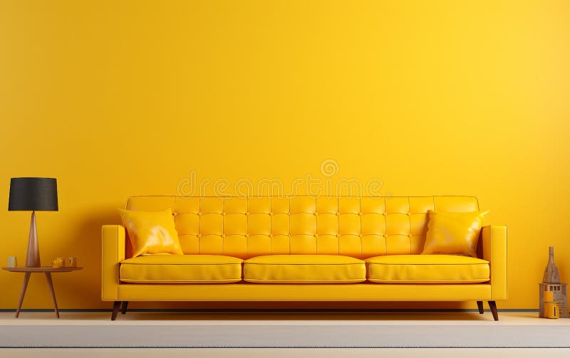 Contemporary Yellow Wall Sectional Couch Stock Illustration ...