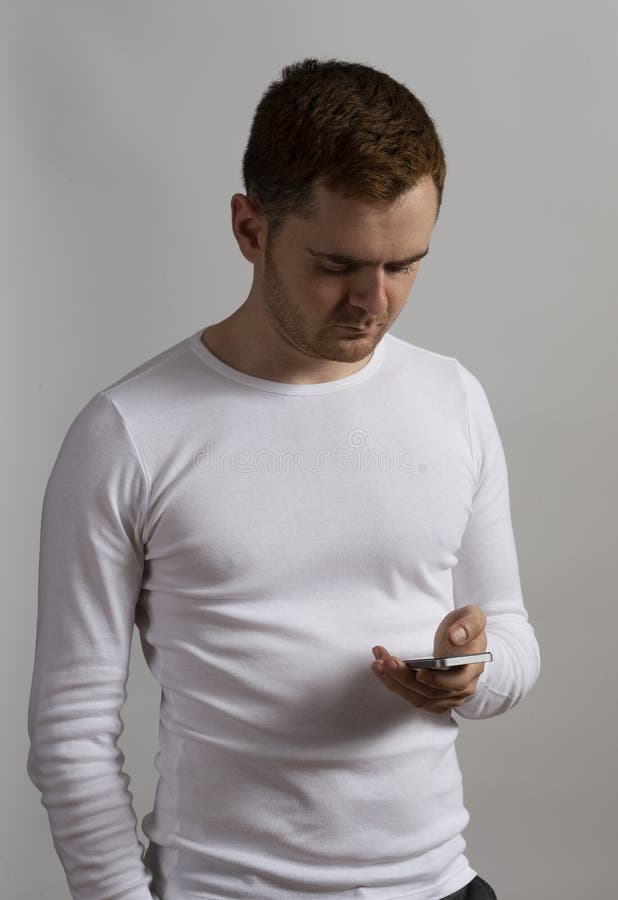 Contemporary Young Man Poses in Studio.Talking on the Phone Stock Photo ...