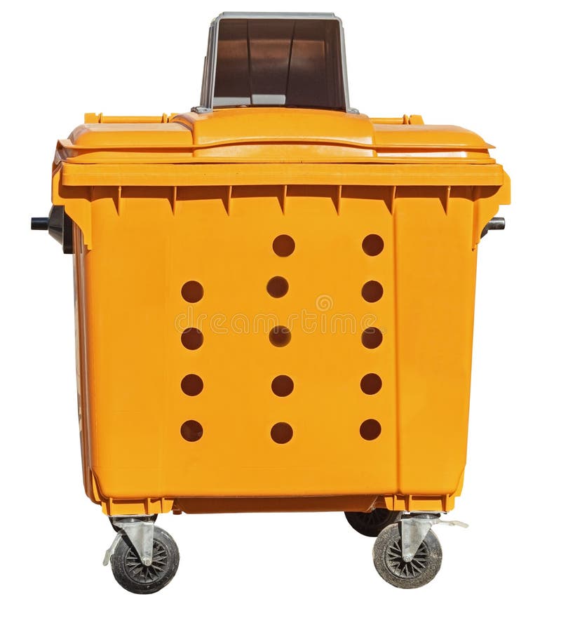 Contenedor De Basura Naranja En Blanco Imagen de archivo - Imagen de ...