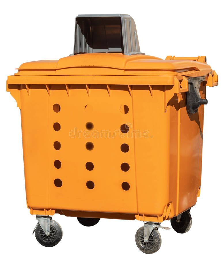 Contenedor De Basura Naranja En Blanco Imagen de archivo - Imagen de ...