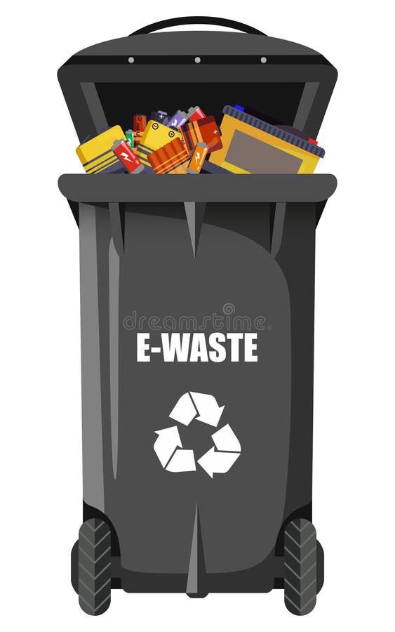Contenedor Vectorial Negro Para Desechos Con Basura Ilustración Del