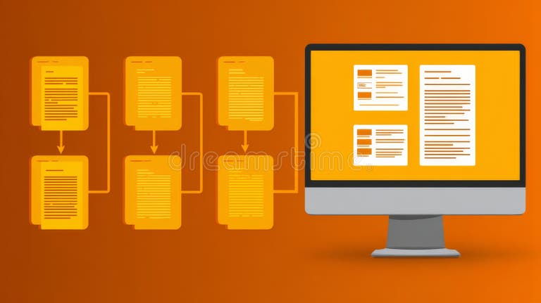 Content Aggregation Desktop Design, Data Flow, Flat Illustration ...