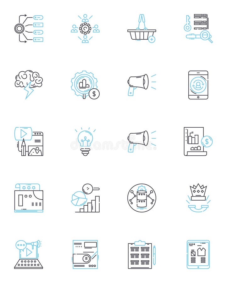Content Analytics Linear Icons Set. Insights, Optimization, Engagement ...