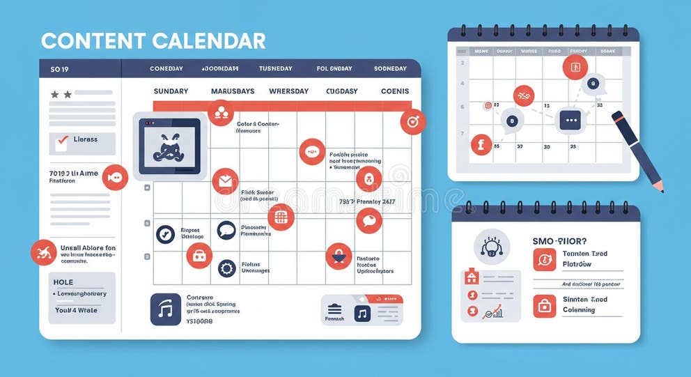 Content Calendar Layout Featuring a Large Grid for Planning, with ...