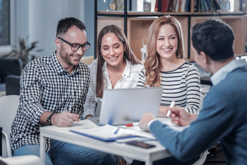 Content Co-workers Working on a Project Stock Image - Image of market ...
