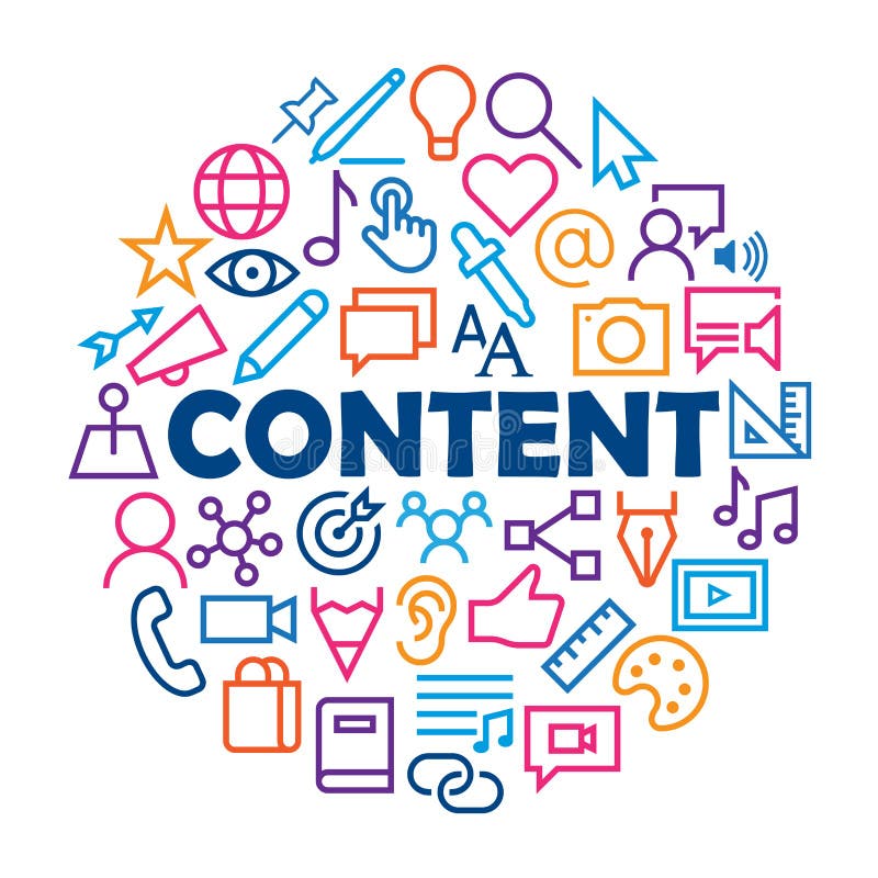 `CONTENT` Concept with Relevant Icons Stock Vector - Illustration of ...