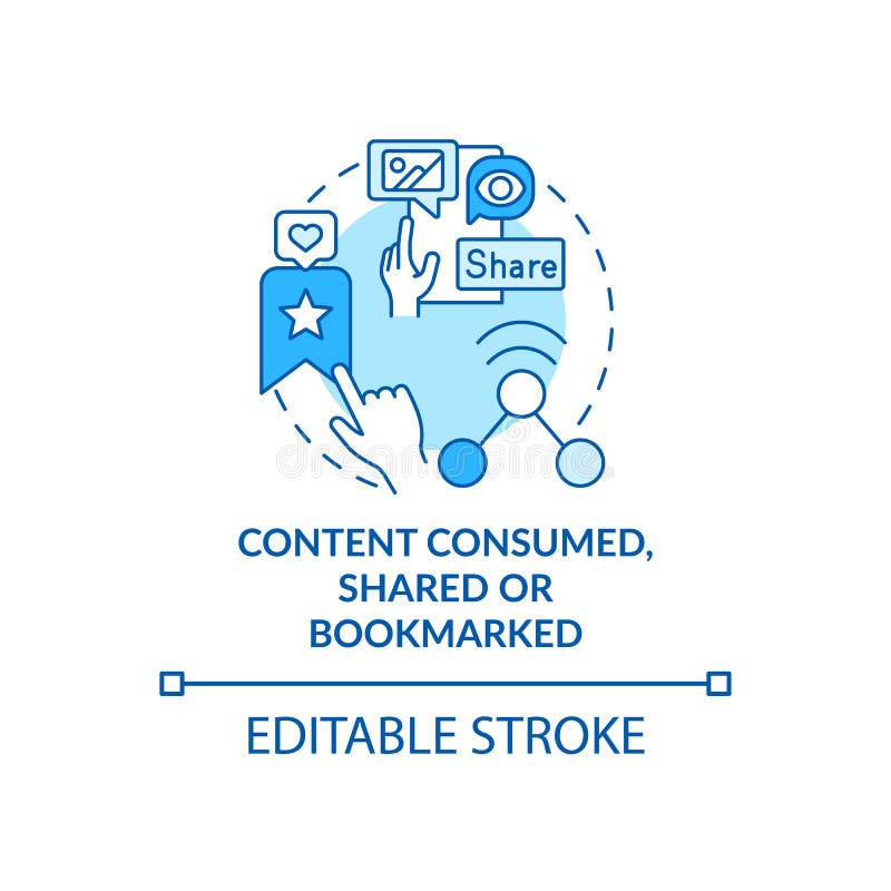 Content Consumed, Shared, Bookmarked Blue Concept Icon Stock Vector ...
