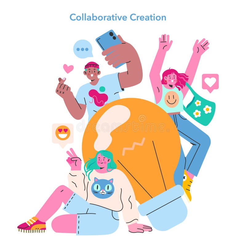 Content Creation. Flat Vector Illustration Stock Vector - Illustration ...