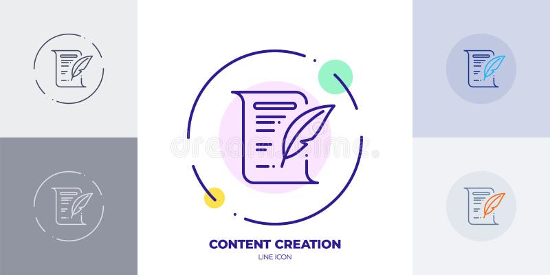 Content Creation Line Art Vector Icon. Outline Symbol of Content Write ...
