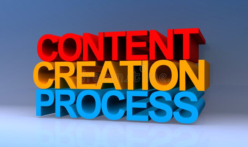 Content Creation Process on Blue Stock Illustration - Illustration of ...