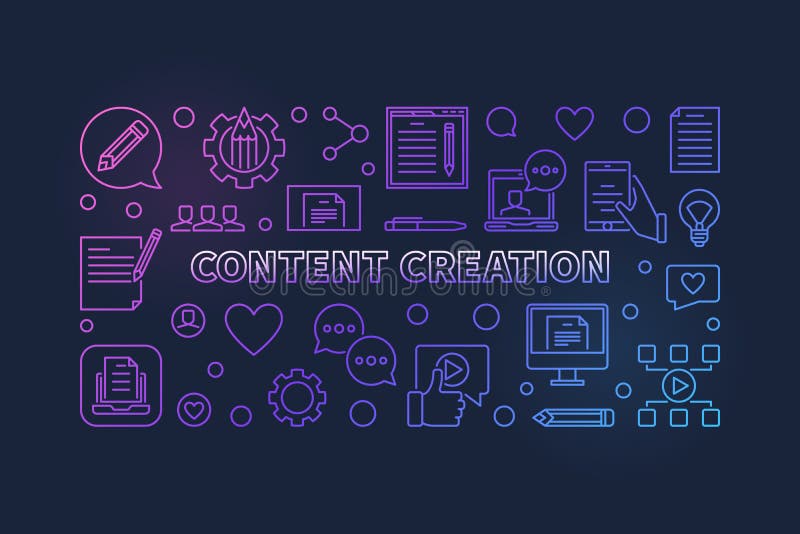 Content Creation Vector Colorful Linear Horizontal Banner Stock Vector ...