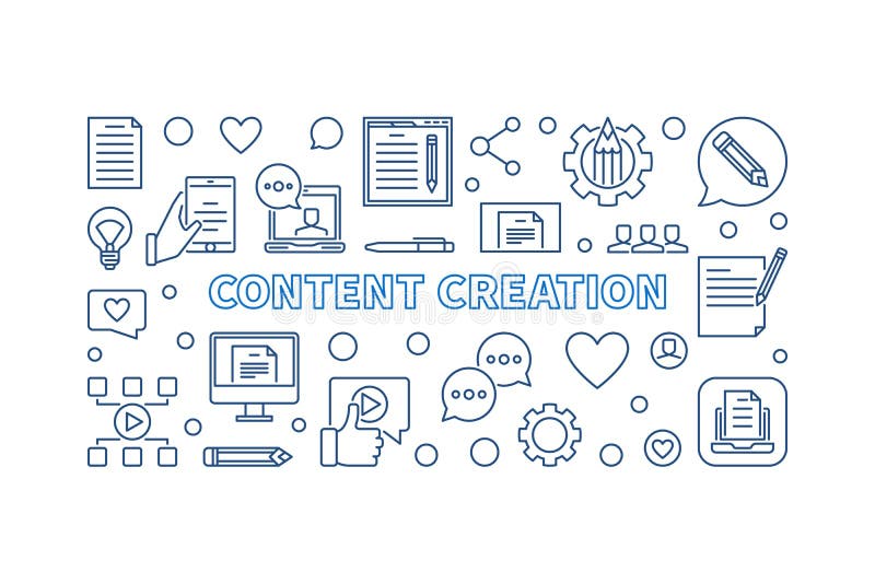 Content Creation Vector Concept Outline Horizontal Banner Stock Vector ...