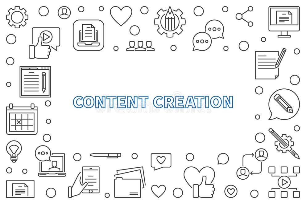 Content Creation Vector Outline Frame or Illustration Stock Vector ...
