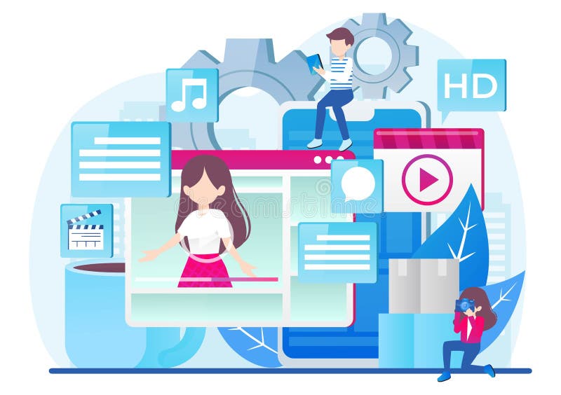 Content Creator Concept, Sharing Content Via Video and Make Money ...