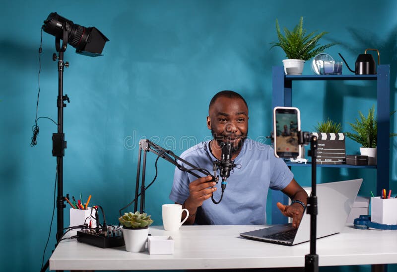 Content Creator Feeling Joy in Front of Recording Smartphone after ...