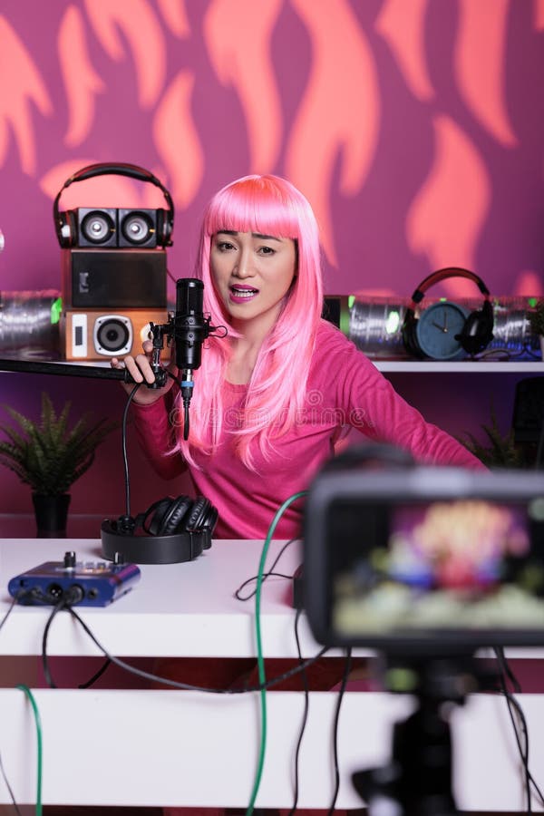 Content Creator Filming Podcast Using Vlogging Equipment Talking with ...