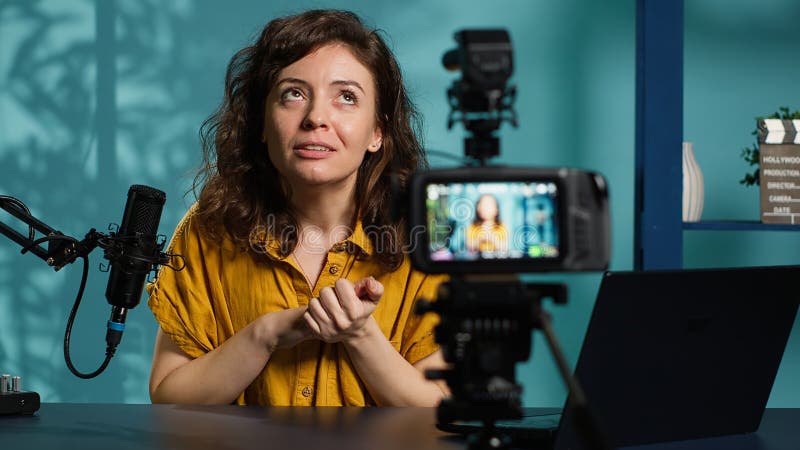 Content Creator Filming Technology Review Different Electronics Stock ...