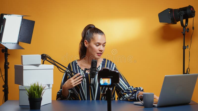 Content Creator with Gift Boxes Stock Image - Image of network ...