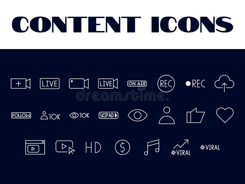 Content Creator Icons Set. Influencer Icon Illustration Vector Stock ...