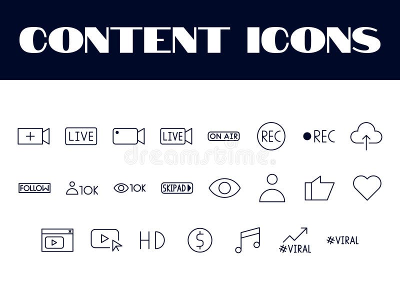 Content Creator Icons Set. Influencer Icon Illustration Vector Stock ...